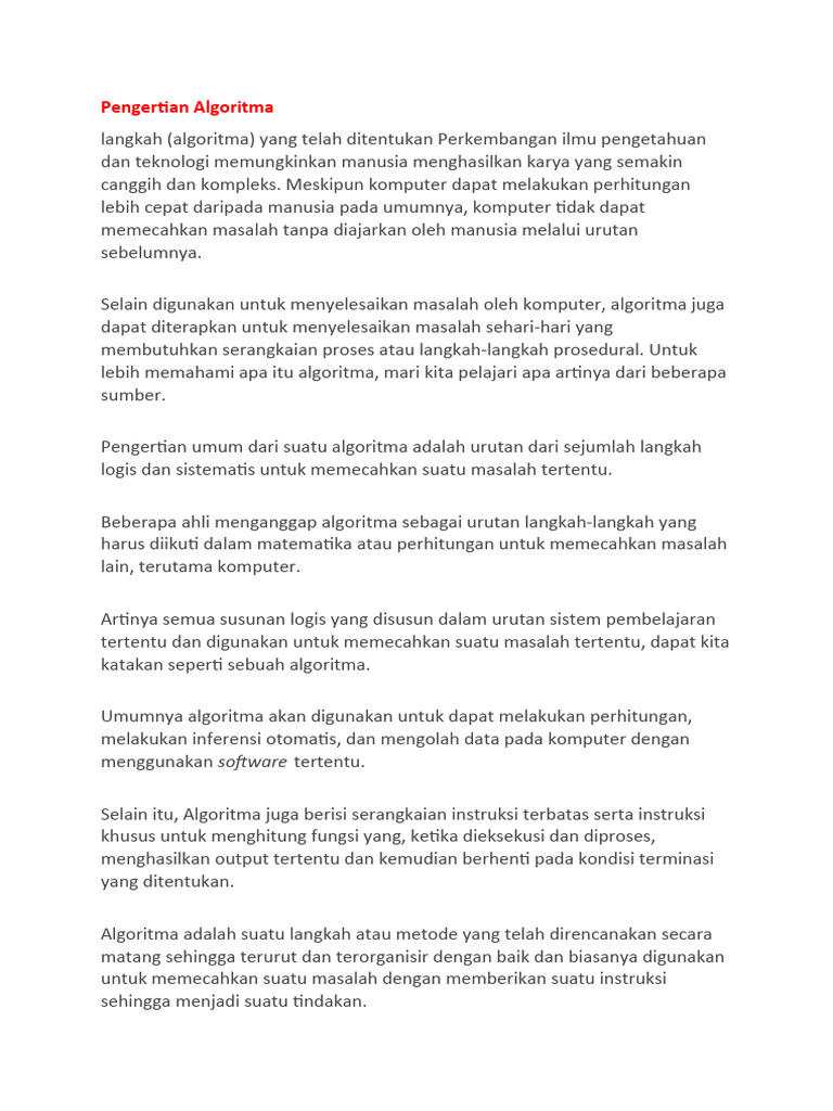 Pengertian Algoritma | PDF