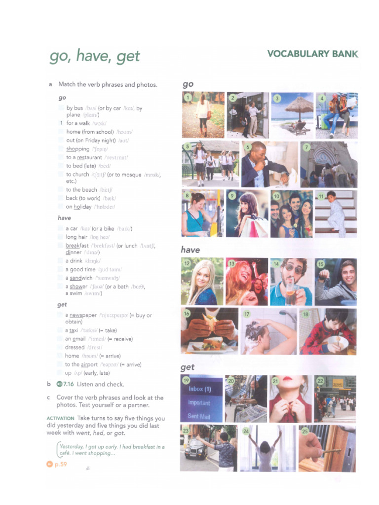 Phrases With GO, HAVE, GET | PDF