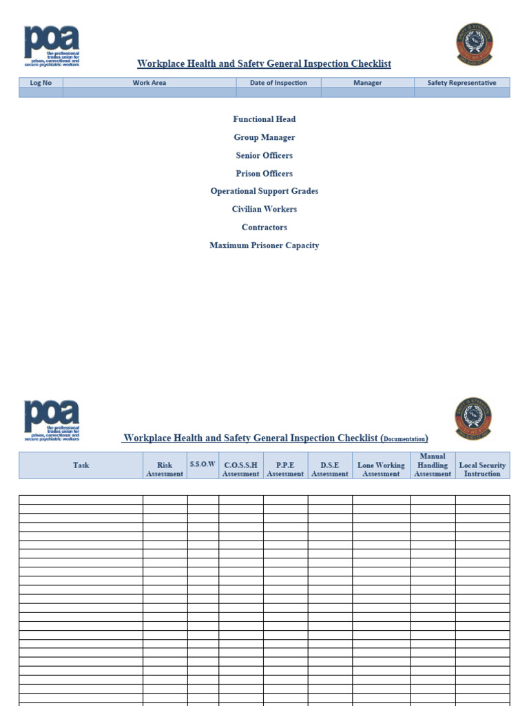 Workplace Inspection Checklist | PDF | Personal Protective Equipment ...