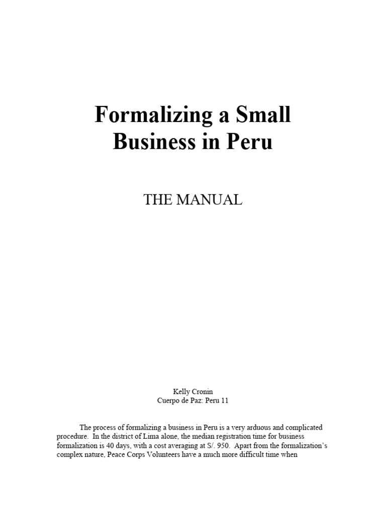 Formalizing A Small Business in Peru | PDF | Stocks | Money Formalizing A Small Business in Peru | PDF | Stocks | Money
