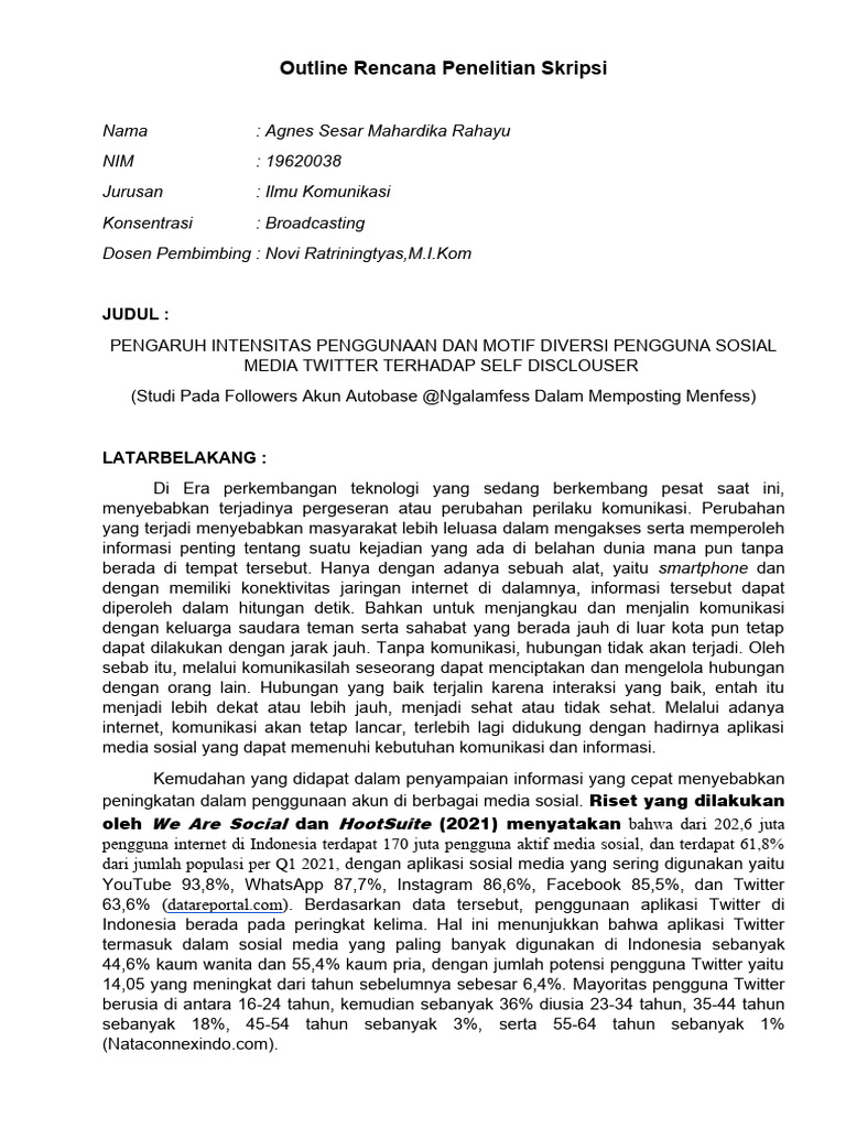 (Revisi Ranni) Outline - Skripsi (Twitter) Agnes | PDF | Ilmu Sosial