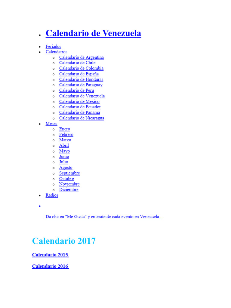 Feriados y Calendario de Venezuela | PDF | Días festivos | Carnaval