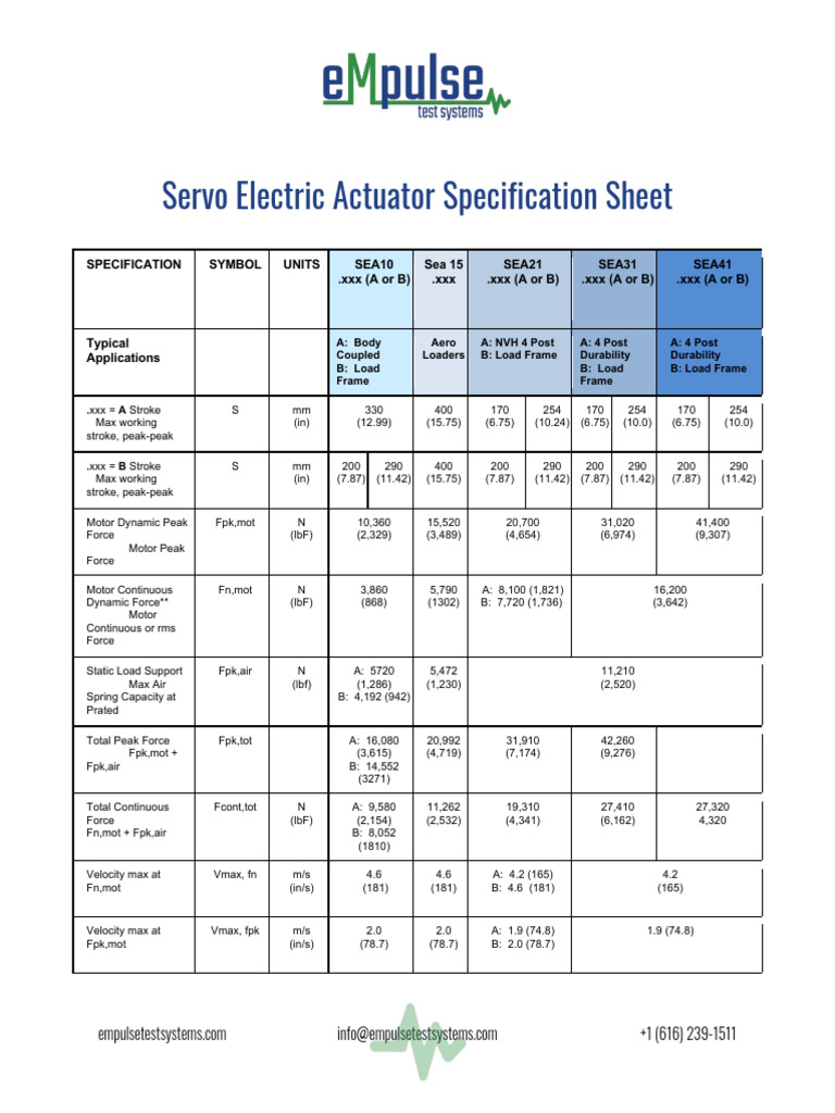 Empulse SEA Spec Sheet | Download Free PDF | Physical Quantities | Applied And Interdisciplinary ...