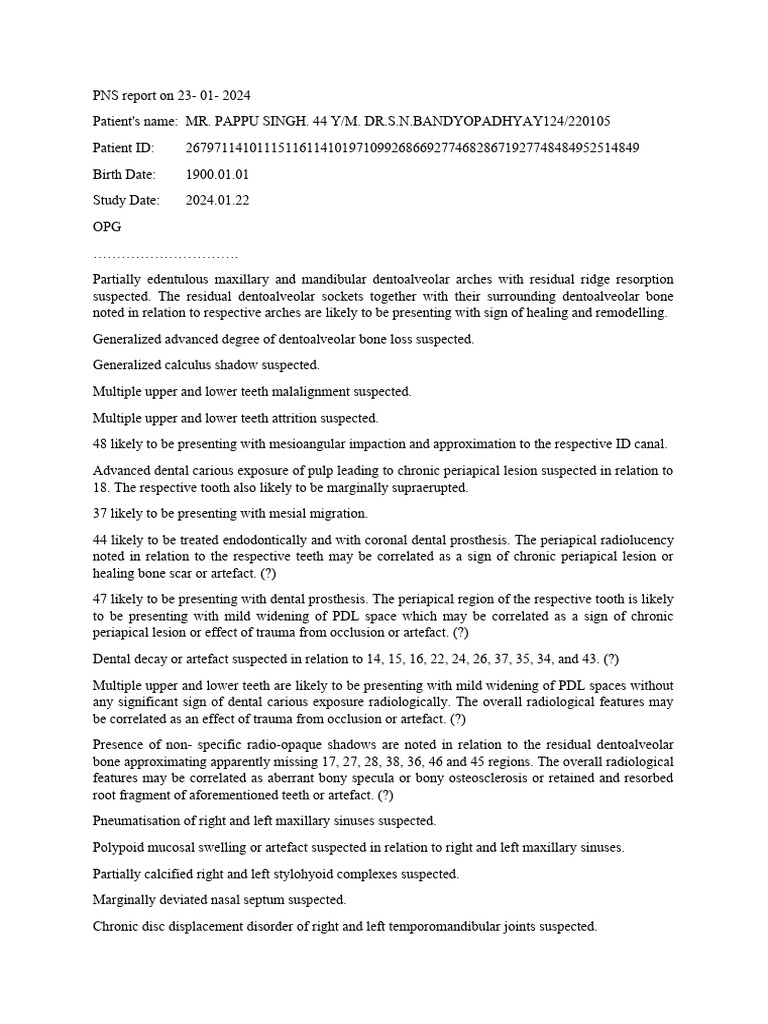 PNS Report On 23 | PDF | Dental Anatomy | Dentistry Branches