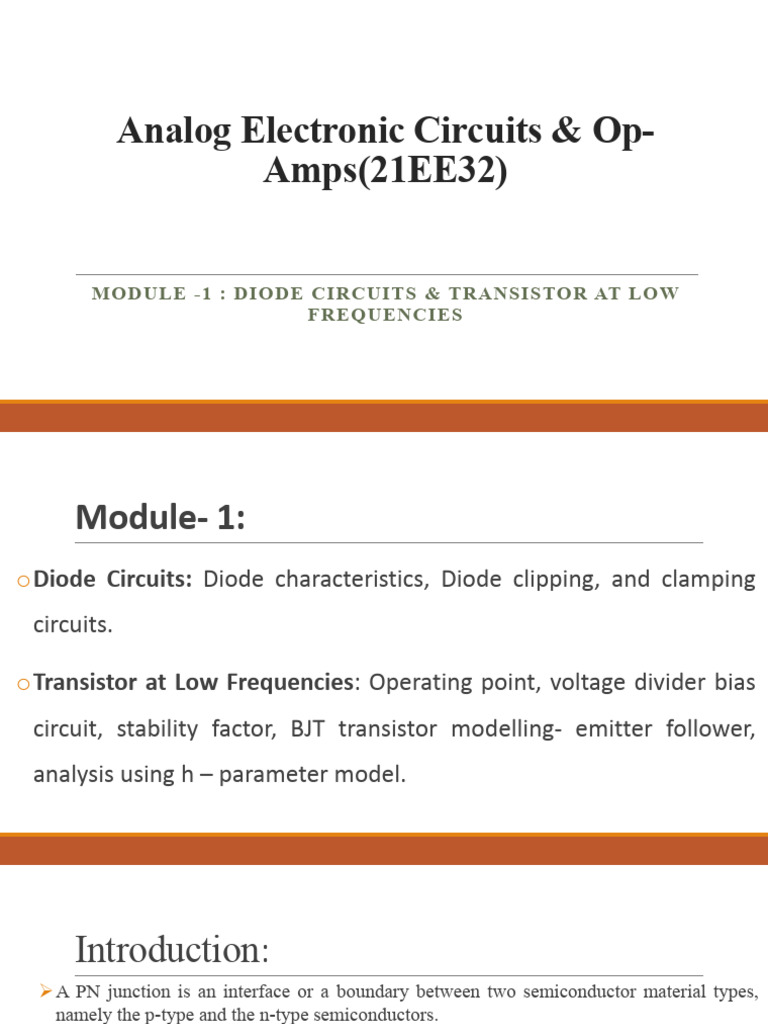 21EE32 AEC& OpAmps Module-1 | PDF | P–N Junction | Bipolar Junction Transistor