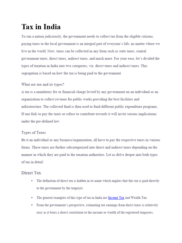 Understanding Taxes in India: Types & Reforms | PDF | Taxes | Value ...