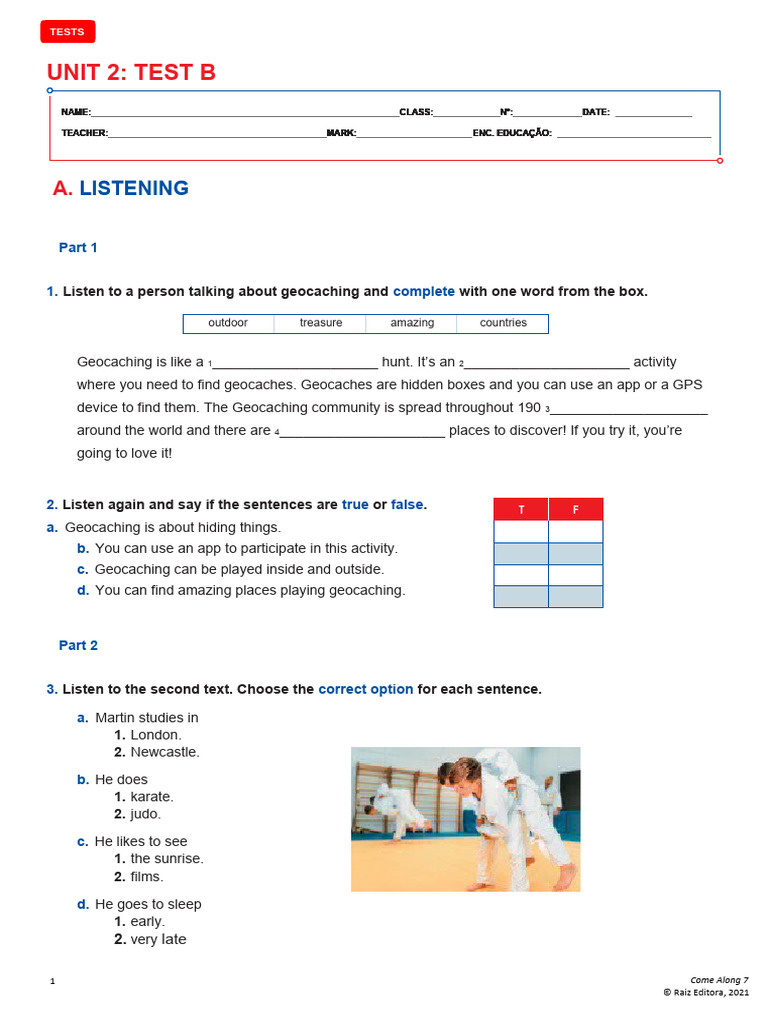 Re 82164 Cal7 Unit2 Tests B | PDF | Language Arts & Discipline