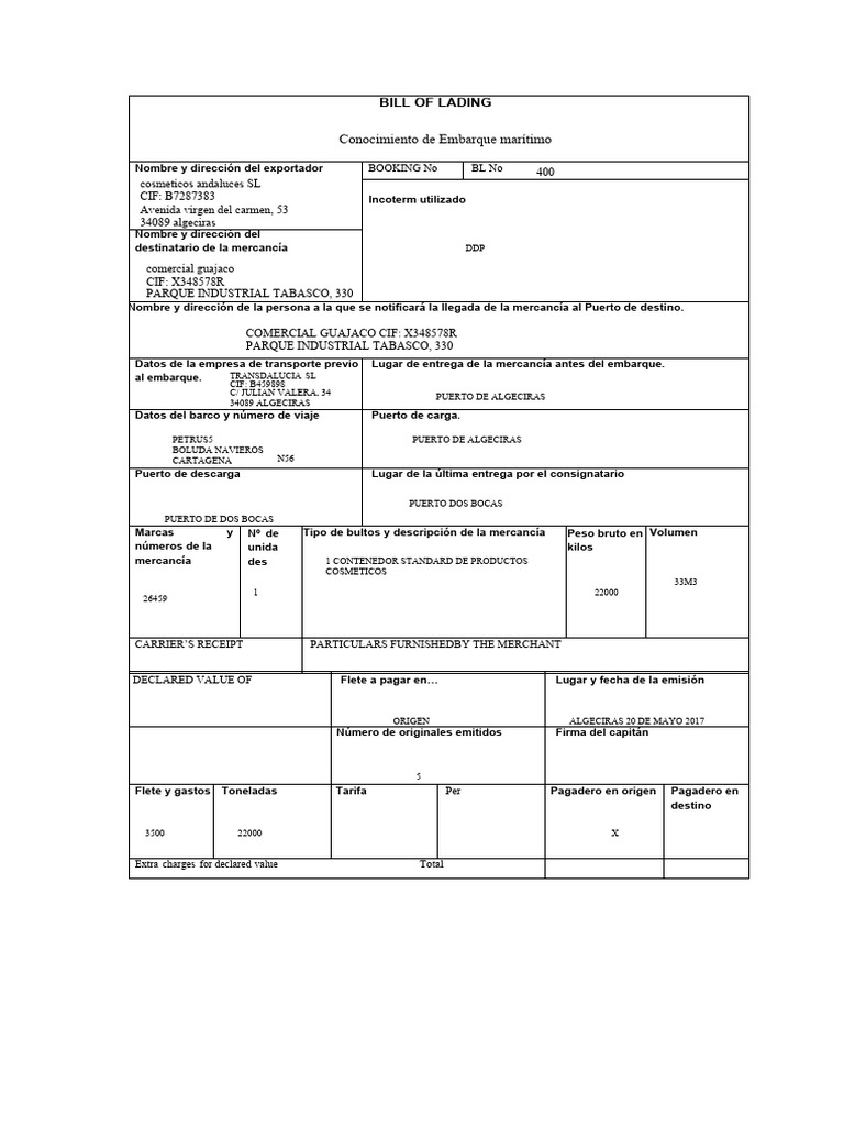 9 Modelo Bill of Lading | PDF