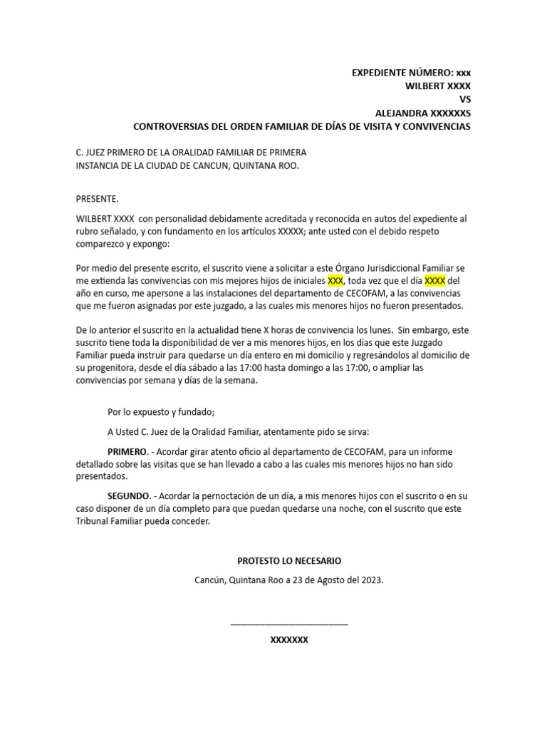 Solicitud Oficio Cecofam XXXX | PDF