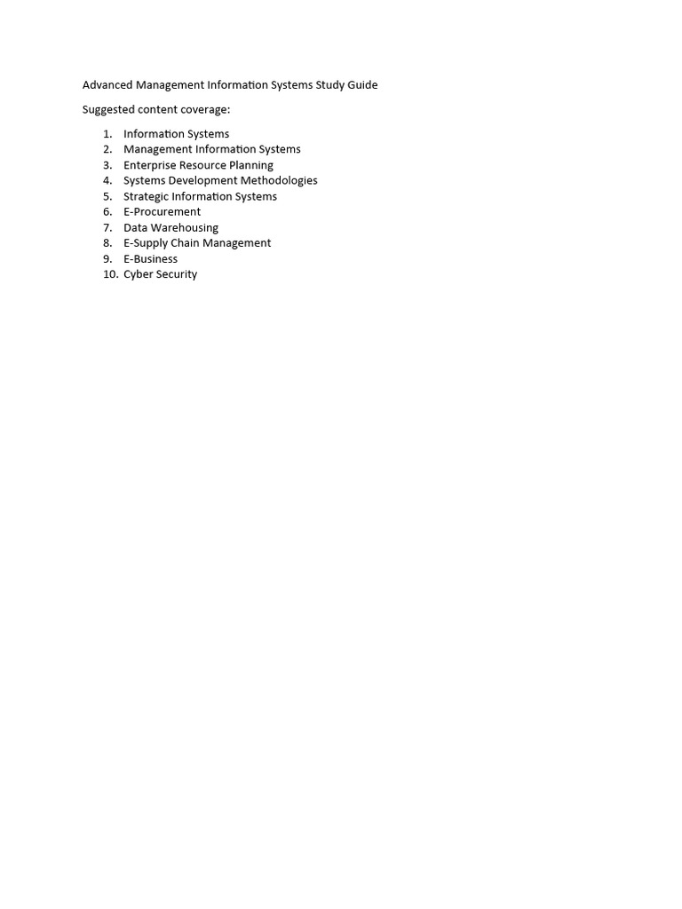 Advanced Management Information Systems Notes Content | PDF