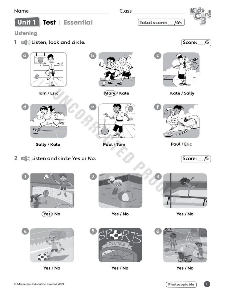 Sample Kids Can 3 Test - Macmillan - Macmillan | PDF
