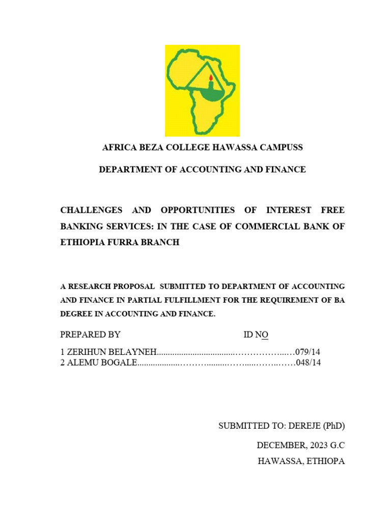 Research proposal for interest free banking | PDF | Islamic Banking And ...