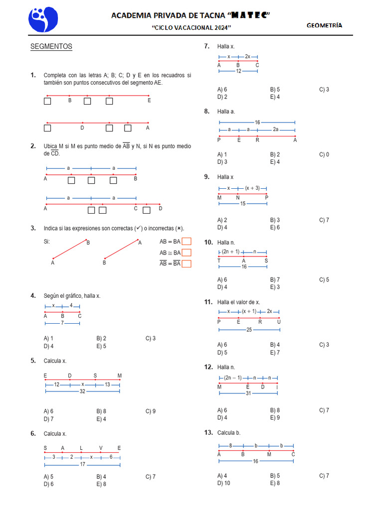 Practica de clase-Geometria-Segmentos-2doSec | PDF | Ajedrez