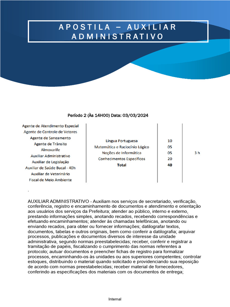 Auxiliar Administrativo | PDF