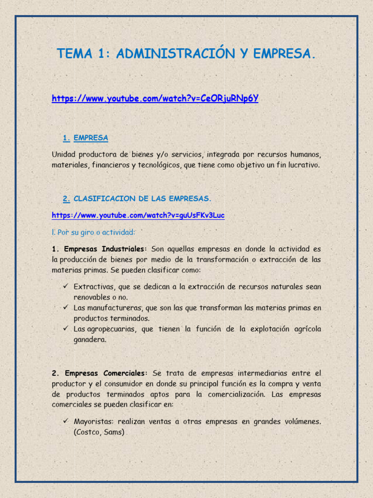 TEMA 1 Administración 2 | PDF | Business | Negocios económicos