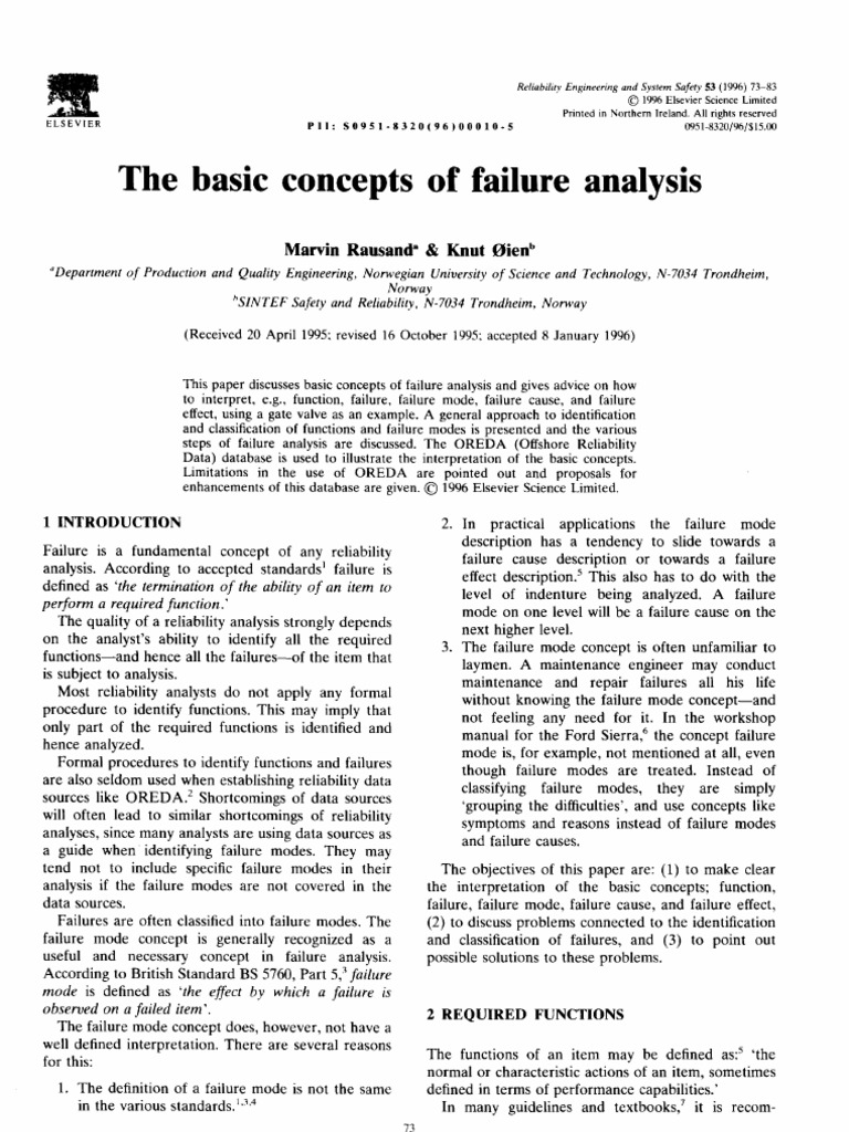 The Basic Concepts of Failure Analysis