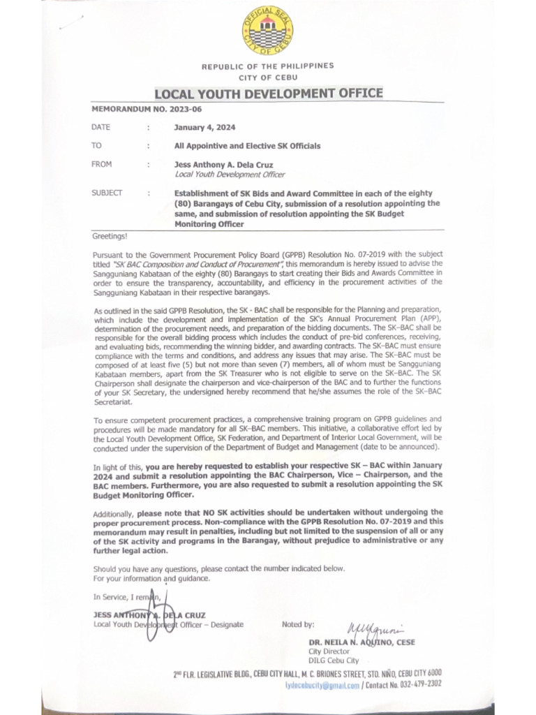 Establishing SK Bids and Awards Committee | PDF | Governance | Government