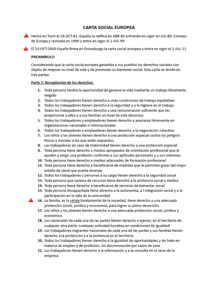 Carta Social Europea | Descargar gratis PDF | Invalidez | Derecho laboral