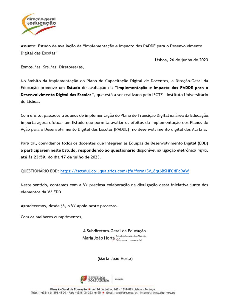 Avaliação do Impacto dos PADDE nas Escolas | PDF | Carreira e ...