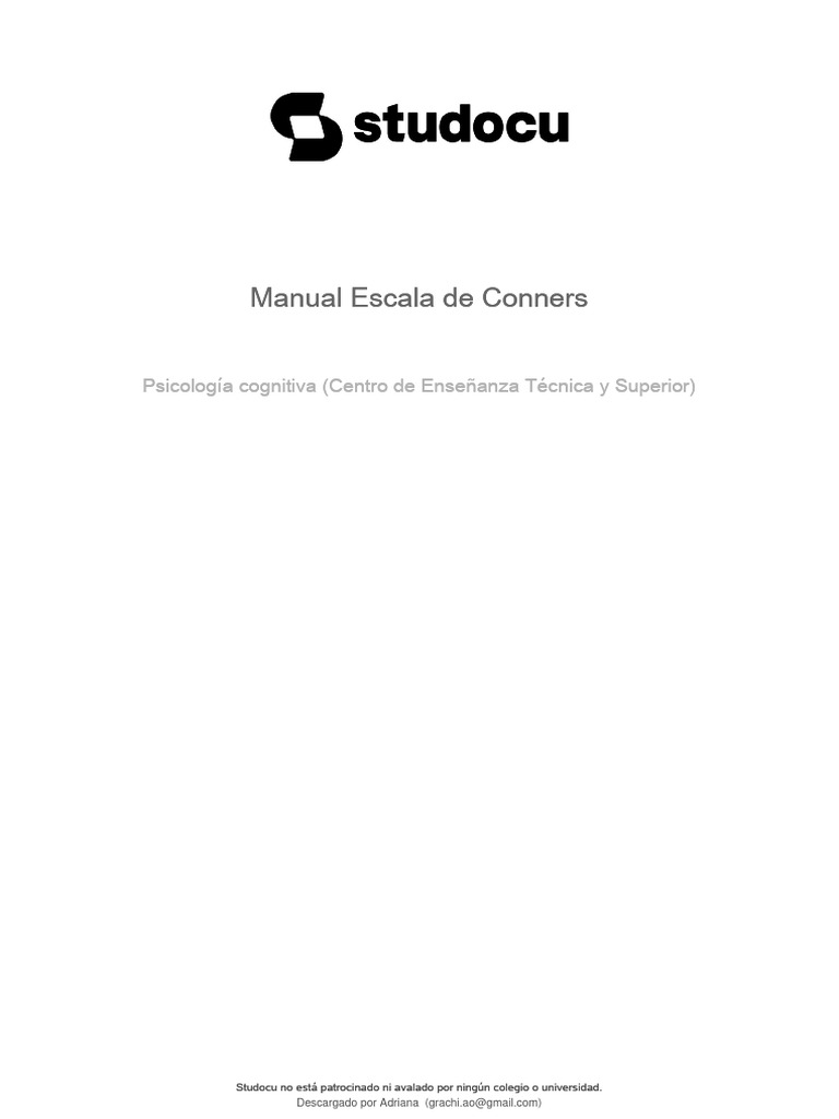 Manual Escala de Conners | PDF | Desorden hiperactivo y deficit de ... Manual Escala de Conners | PDF | Desorden hiperactivo y deficit de ...
