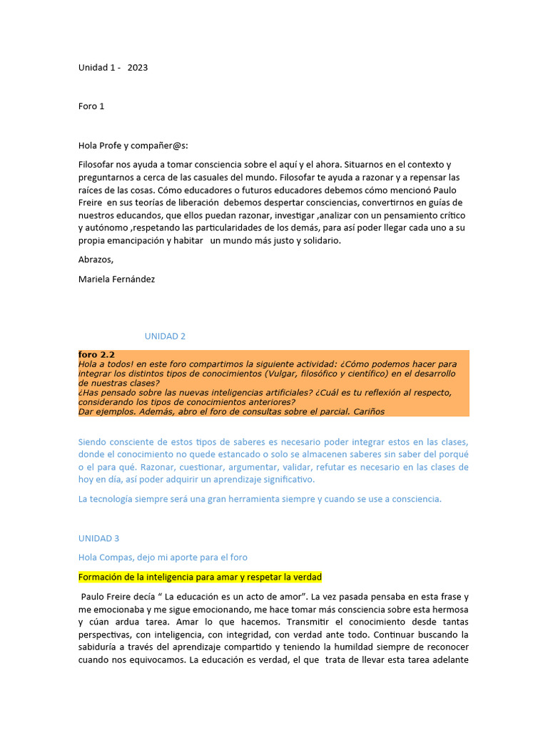 Unidad 1 Word | PDF | Crecimiento personal y profesional
