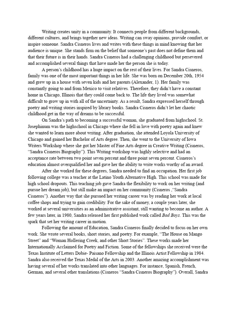 Sandra Cisneros Author Study | PDF