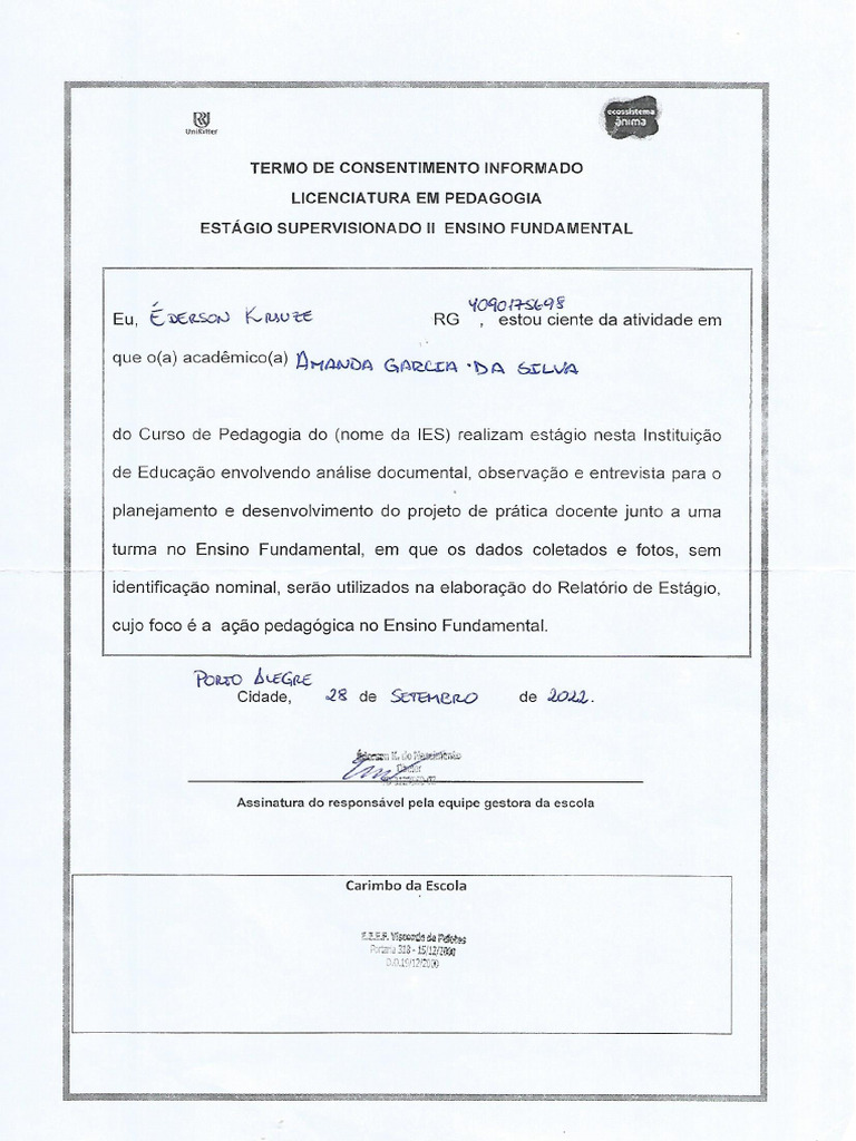 Termo de Consentimento Assinado | PDF