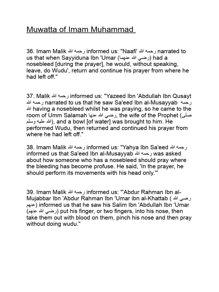 Muwatta of Imam Muhammad | PDF | Religion & Spirituality