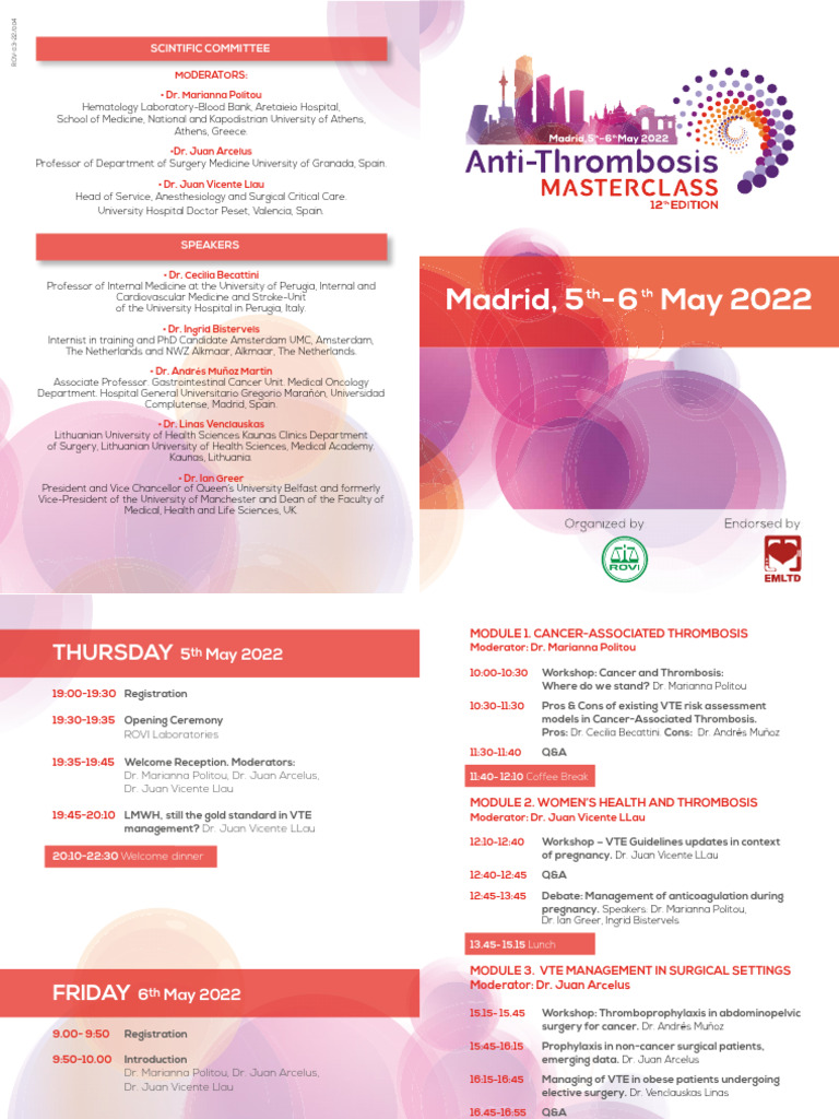 12th Antithrombosis Masterclass Program (ROV-03-22-004) | PDF ...