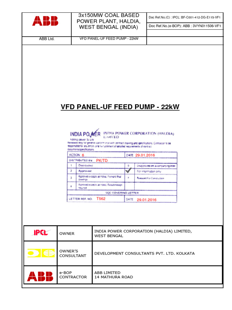 VFD Panel-RO High Pressure Pump - 22KW-signed | PDF | Equipment ...