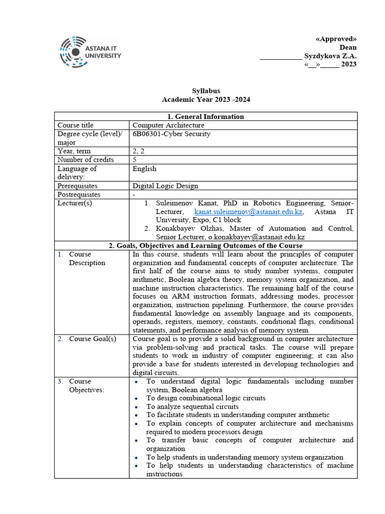 Syllabus - 2023 - Comp - Architecture | PDF | Central Processing Unit ... Syllabus - 2023 - Comp - Architecture | PDF | Central Processing Unit ...