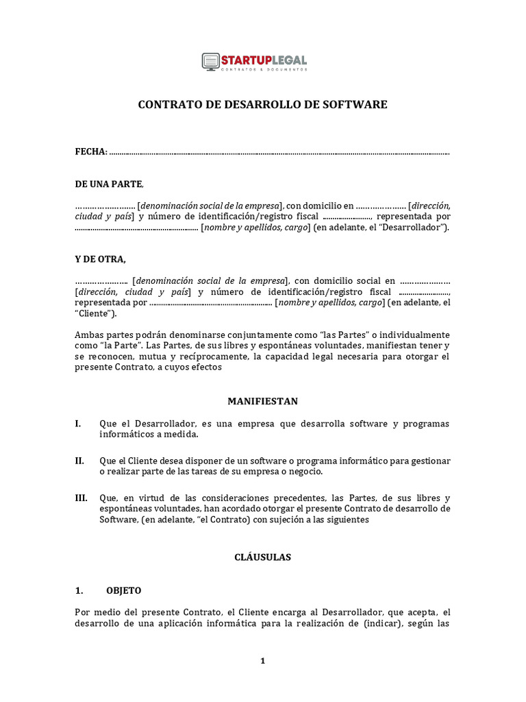 Contrato de Desarrollo de Software | PDF | Software | Programa de ...