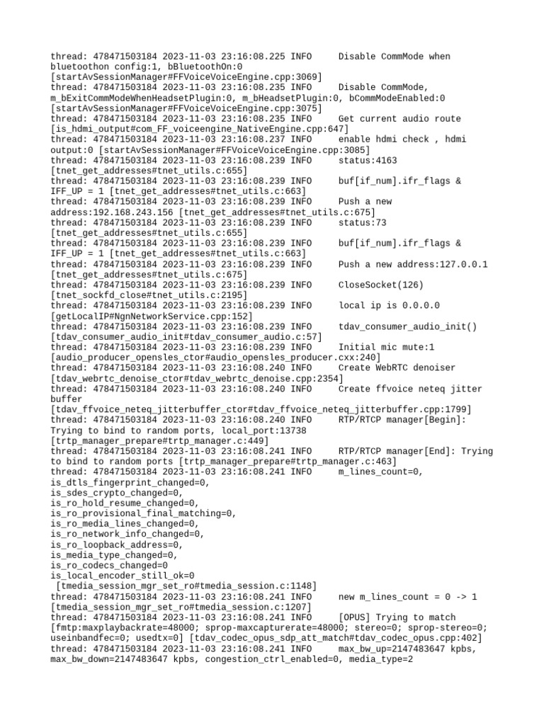 FFRTC Log | PDF | Network Protocols | Data Transmission