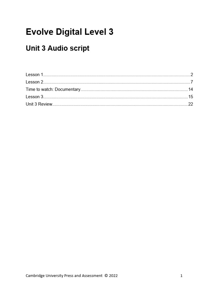 Evolve Digital Level 3 Unit 3 Audio Scripts | PDF | Art | Travel