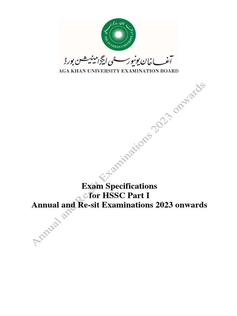 3-Examination Specification HSSC Part I 2023 | PDF
