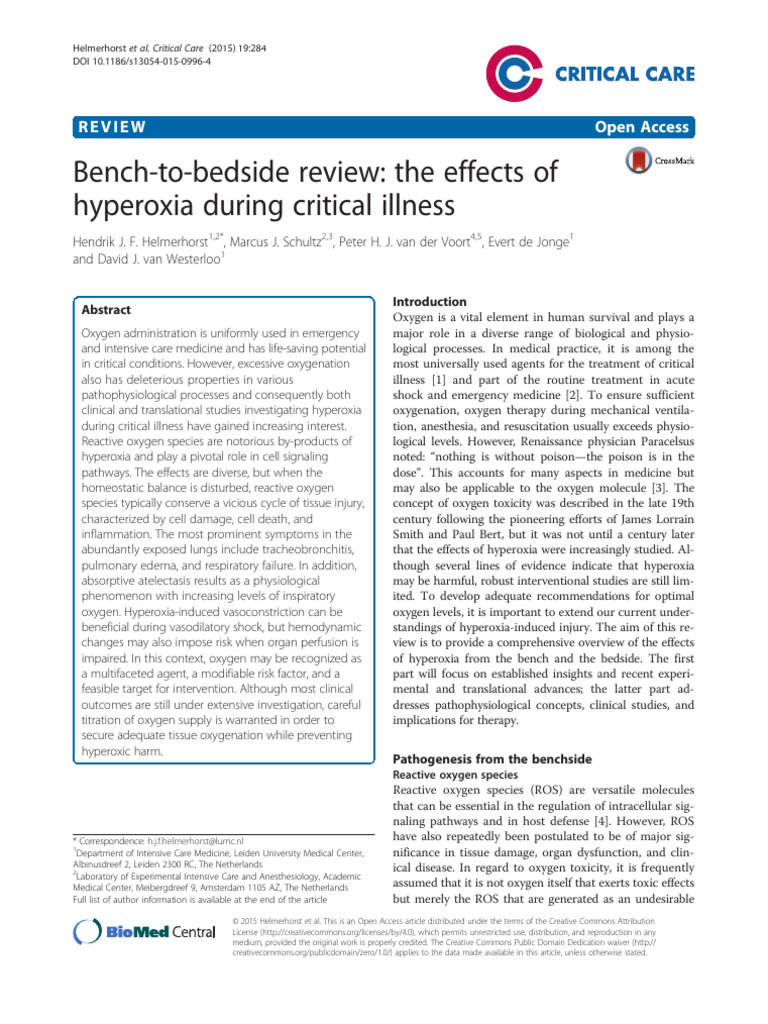 Effects of Hyperoxia in Critical Illness | PDF | Myocardial Infarction ...