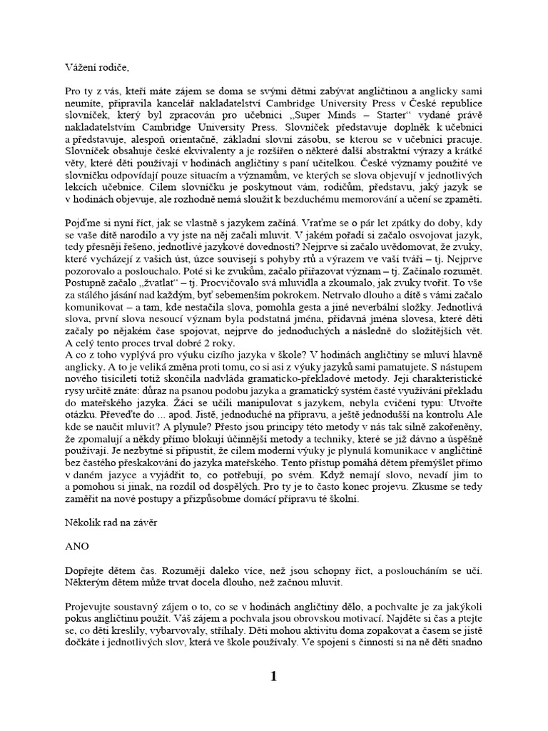 Super Minds 2nd Starter CZ | PDF