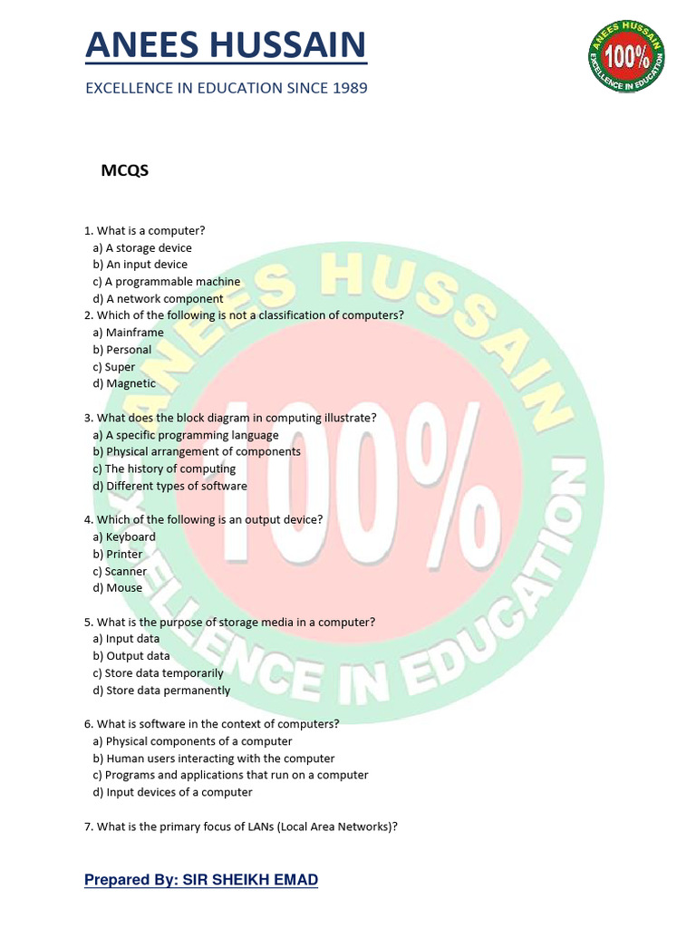 Computer MCQs | PDF | Computer Network | Osi Model
