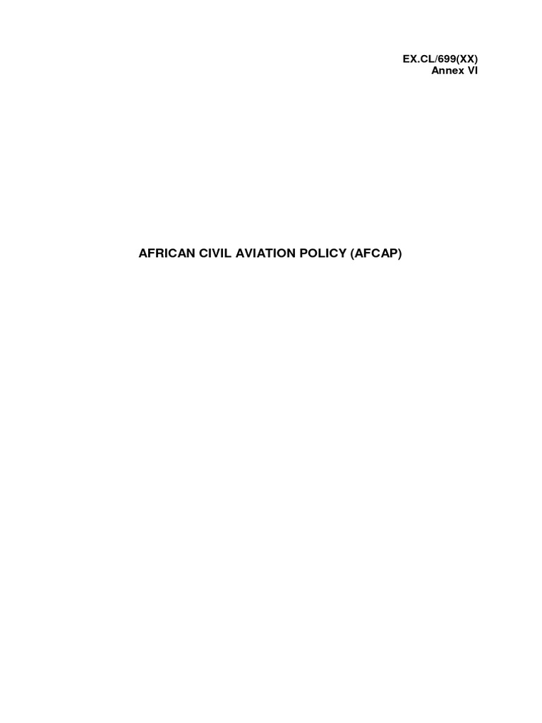 African Civil Aviation Policy Afcap 1 Eng | PDF | African Union | Airlines