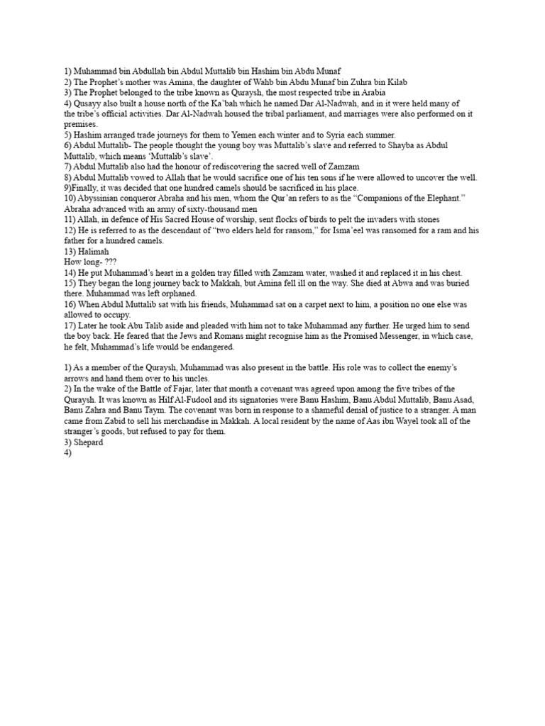 1) Muhammad Bin Abdullah Bin | PDF | Muhammad | Arabs
