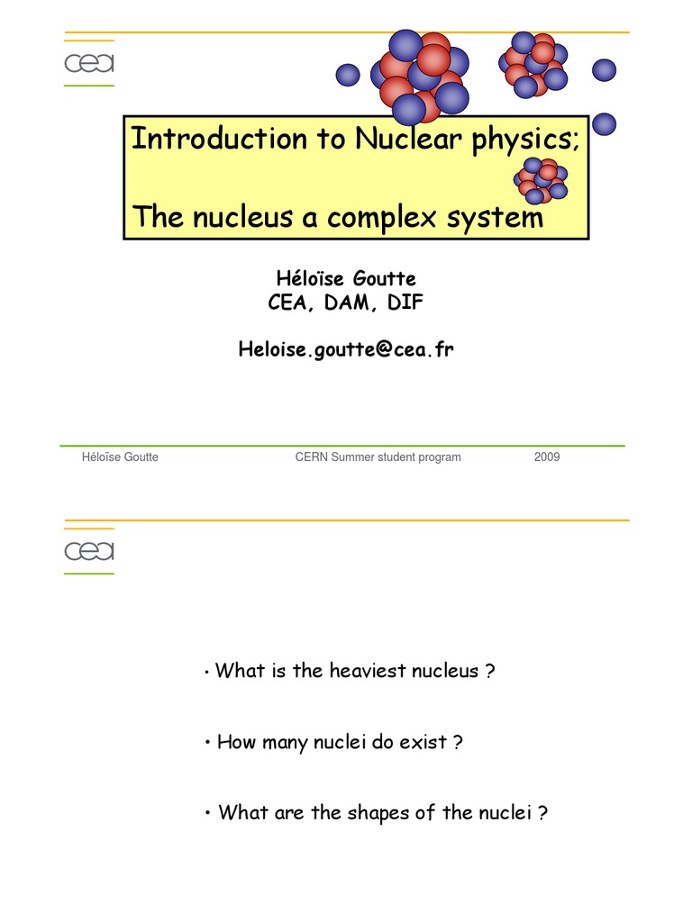 Introduction To Nuclear Physics The Nucleus A Complex System | PDF ...