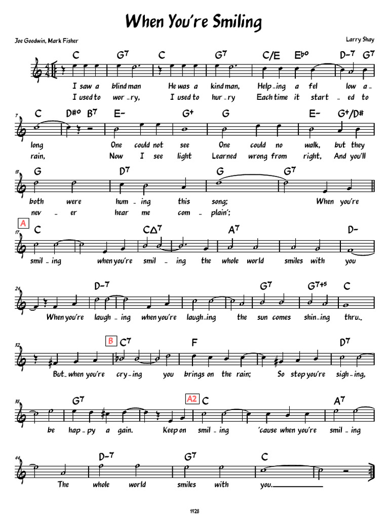 When Youre Smiling Lead Sheet With Lyrics and Verse | PDF