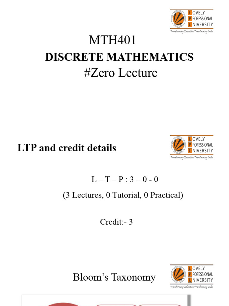 Zero Lecture MTH401.Pptx Final | PDF | Engineering | Discrete Mathematics