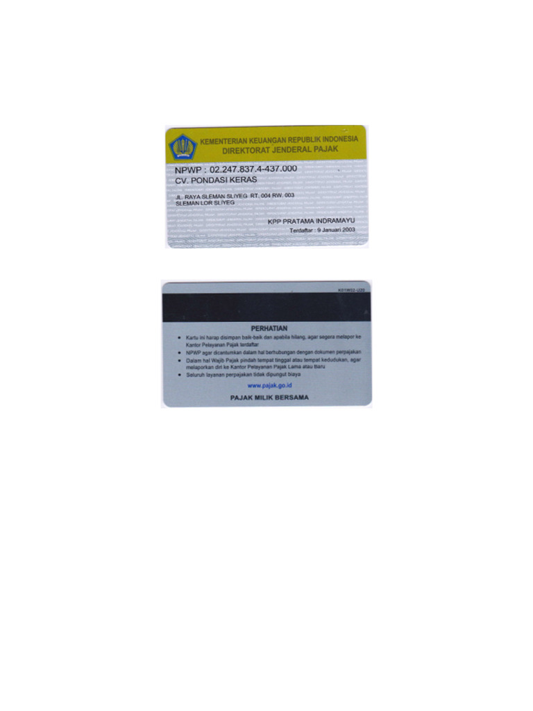 NPWP CV. Pondasi Keras | PDF