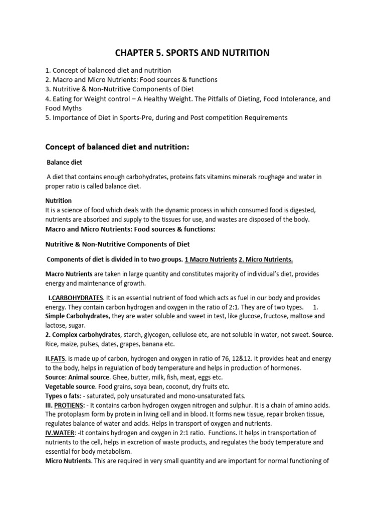Chapter 5 Grade-12 | PDF | Foods | Nutrients