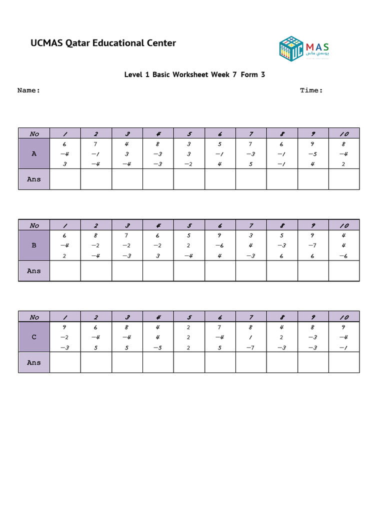 Basic Worksheet 101 | PDF