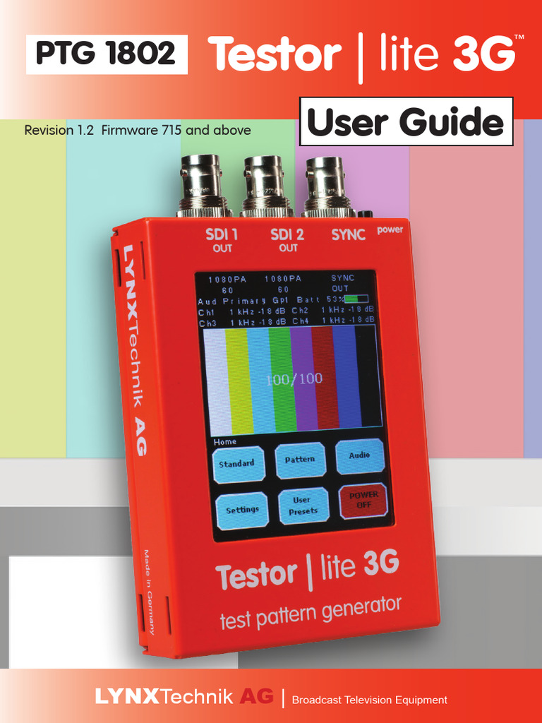 Test Pattern Generator Ptg1802 Userguide Rev1 2 Download Free Pdf Rechargeable Battery Usb