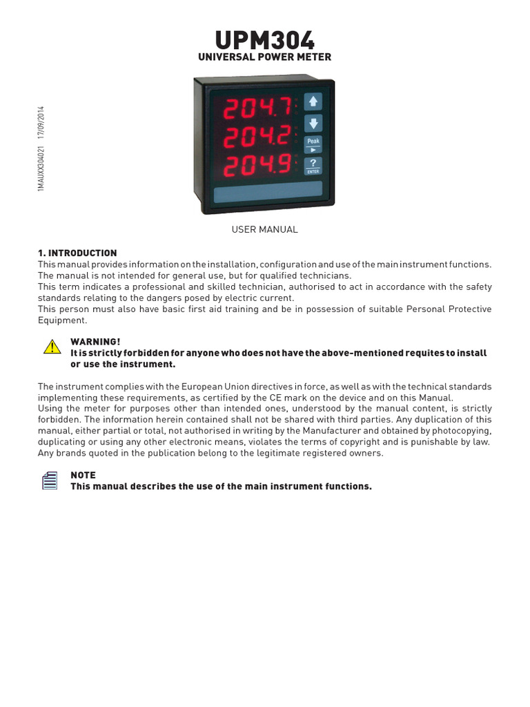 UPM304 User Manual v021 ENG | PDF | Ac Power | Power Supply