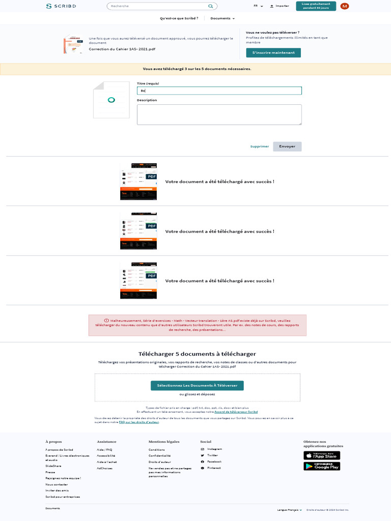 Téléversement de documents sur Scribd | PDF | Logiciel | Informatique