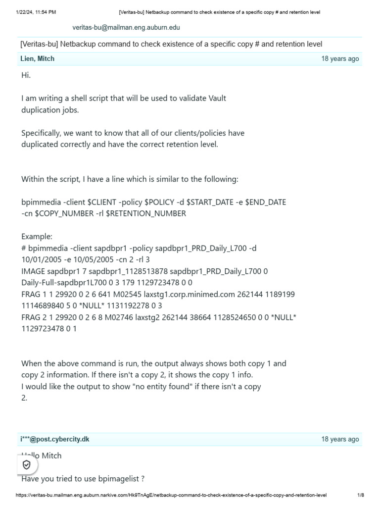 (Veritas-Bu) Netbackup Command To Check Existence of A Specific Copy # and Retention Level | PDF ...
